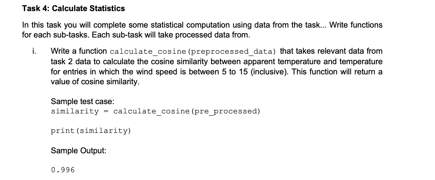 Solved Task 4: Calculate StatisticsIn this task you will | Chegg.com