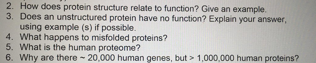 Solved 2. How does protein structure relate to function? | Chegg.com