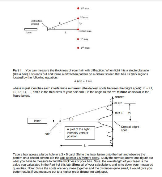 Solved Partl Use your diffraction grating card to find 2, | Chegg.com