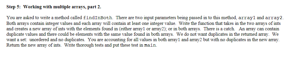 Solved Step 1: Create a class called ArrayDrills with the | Chegg.com