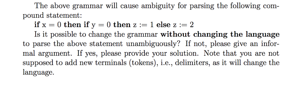 Solved 4 Extra-credit Problem _ Fix the grammar for dangling | Chegg.com