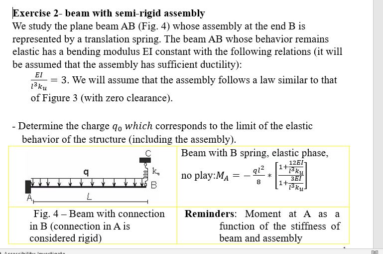 Solved Exercise 2- beam with semi-rigid assembly We study | Chegg.com