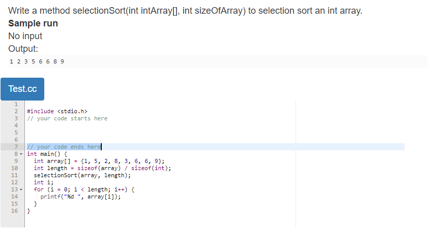 Solved Write A Method Selection Sortint Intarray Int 