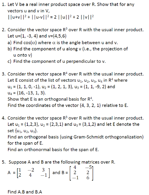 Solved 1. Let V be a real inner product space over R. Show | Chegg.com