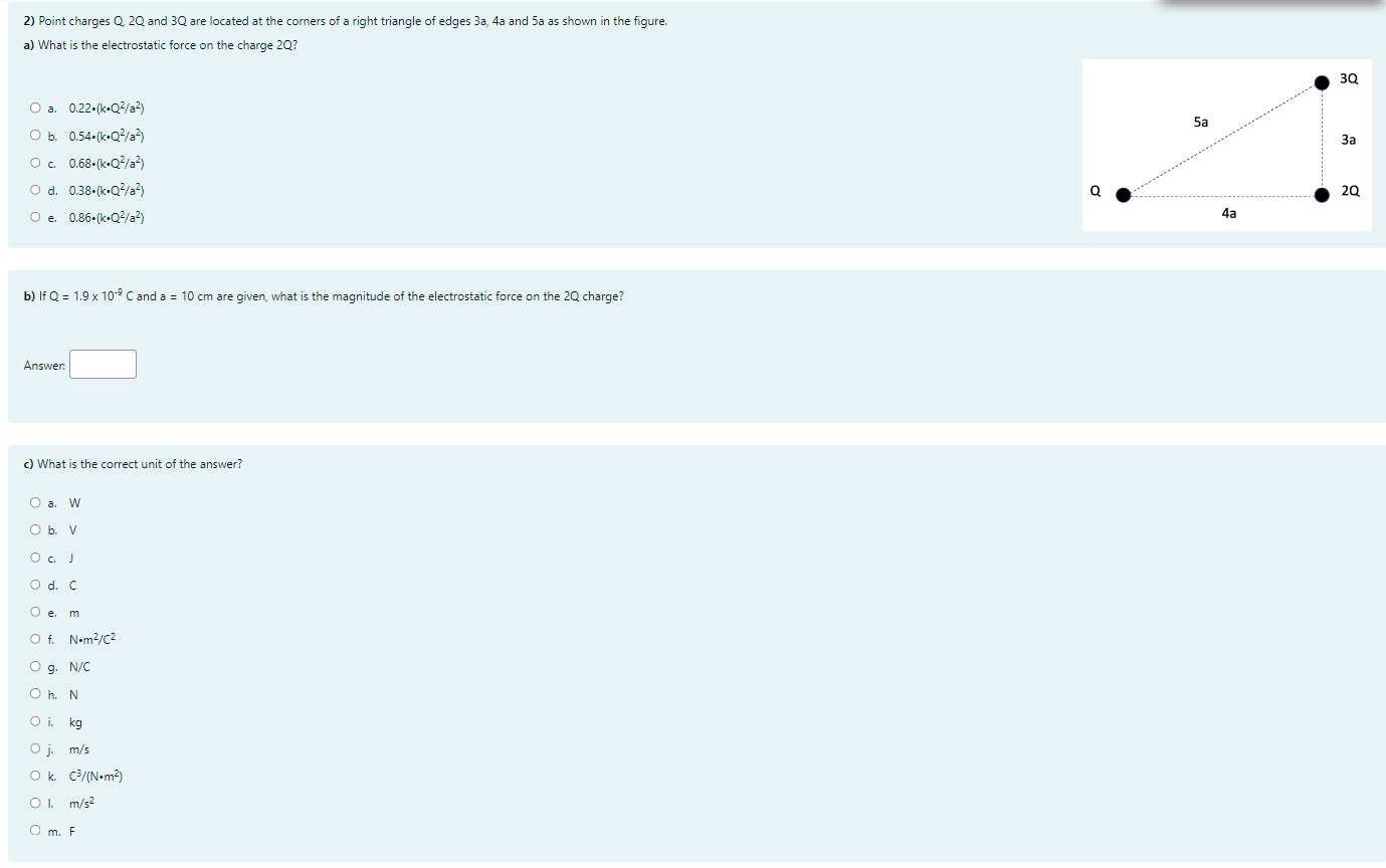 Solved 2) Point charges Q,2Q and 3Q are located at the | Chegg.com