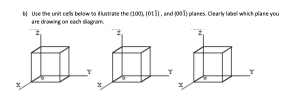 Solved b) Use the unit cells below to illustrate the (100), | Chegg.com