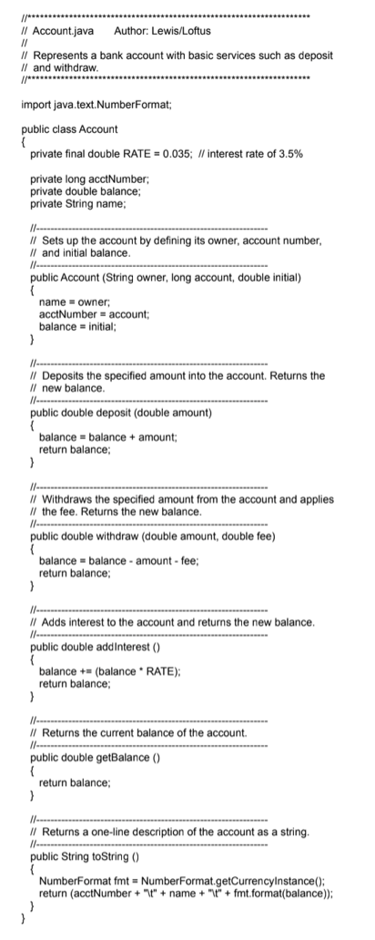 Solved Modify the Account class from Chapter 4 so that it | Chegg.com