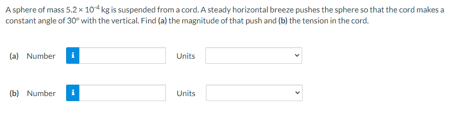 Solved A sphere of mass 5.2×10−4 kg is suspended from a | Chegg.com