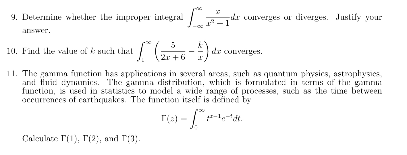 Solved 9. Determine whether the improper integral | Chegg.com