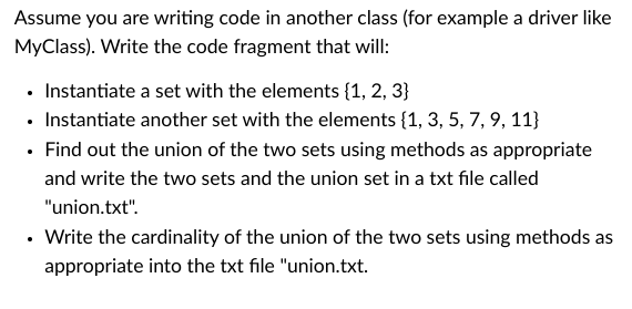 Solved Java Starter Code public class Set { private | Chegg.com