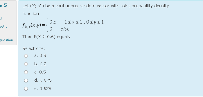 Solved n 5 d Let (X; Y) be a continuous random vector with | Chegg.com