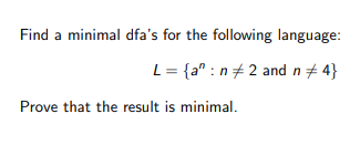 Solved Find a minimal dfa's for the following language: | Chegg.com