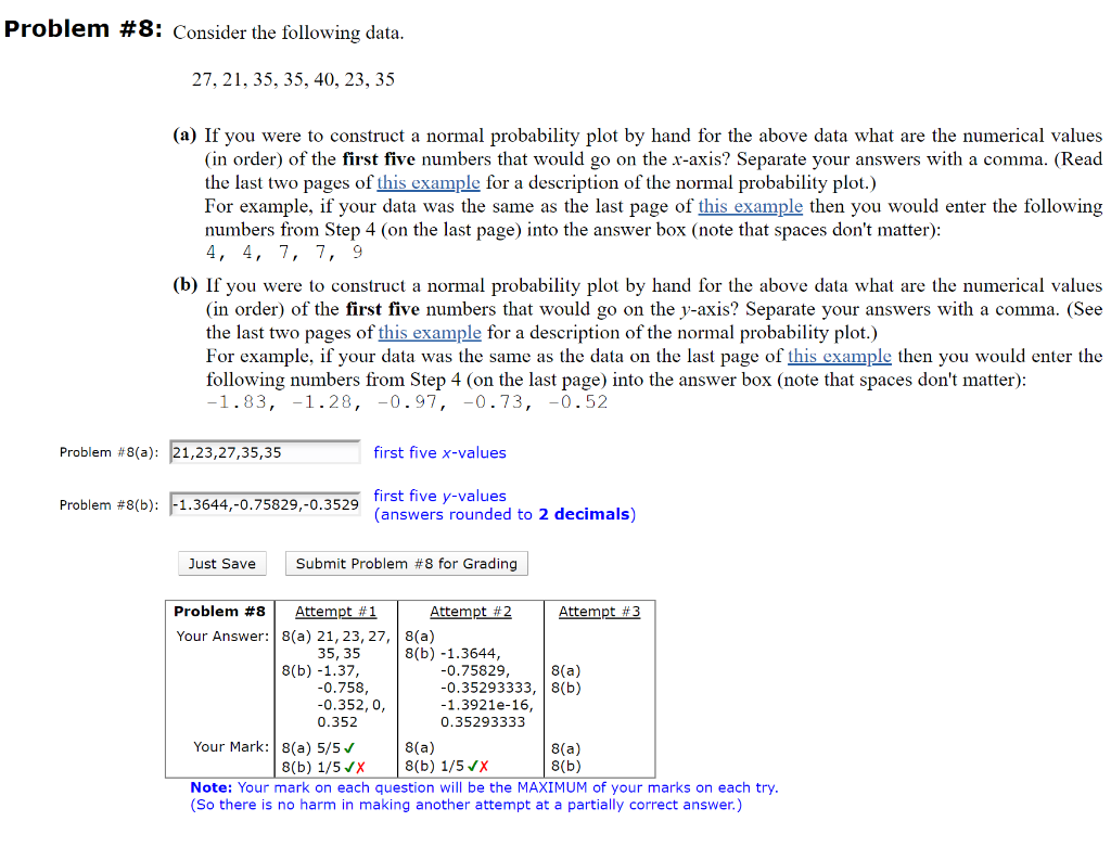 Solved Problem #8: Consider the following data. 27, 21, 35, | Chegg.com