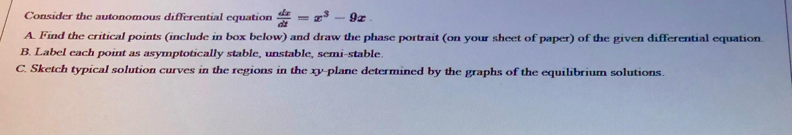 Solved Consider the autonomous differential equation A Find | Chegg.com