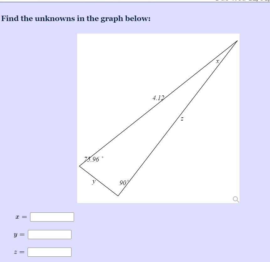 Solved Find the unknowns in the graph below: x= y= z= | Chegg.com