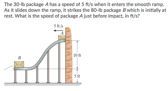 Solved The 30-lb package A has a speed of 5 ft/s when it | Chegg.com