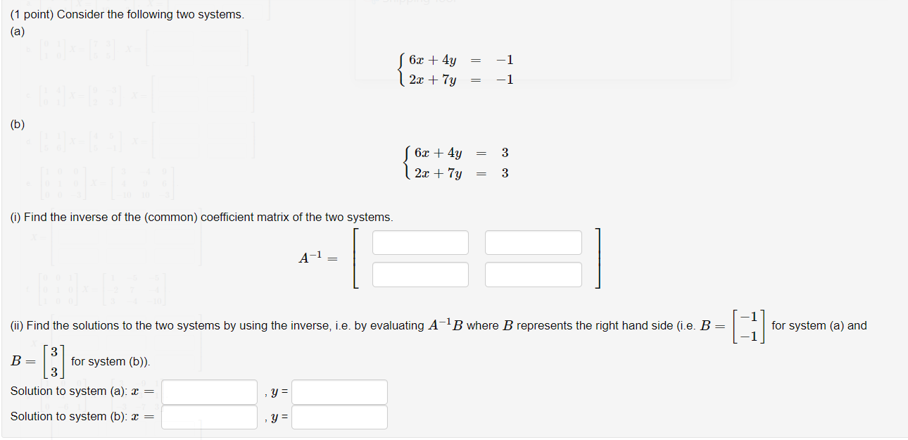 Solved (1 ﻿point) ﻿Consider the following two | Chegg.com