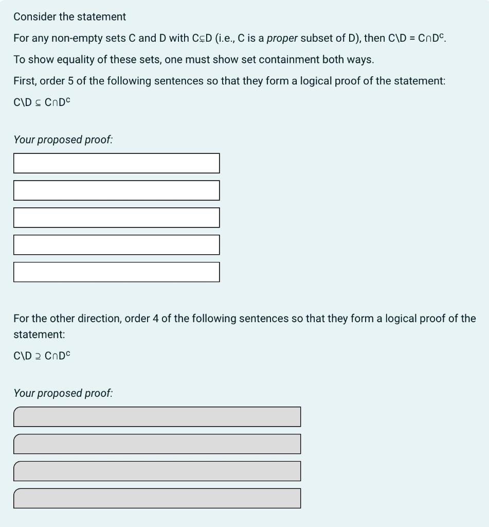 Solved Consider the statement For any non-empty sets C and D | Chegg.com