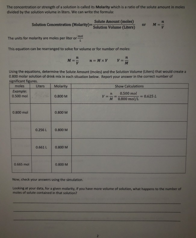 Solved Using The Equations Determine The Solute Amount
