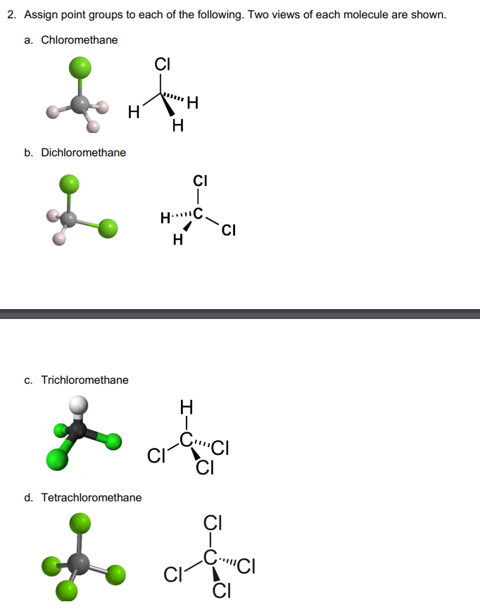 Solved 2. Assign point groups to each of the following. Two | Chegg.com