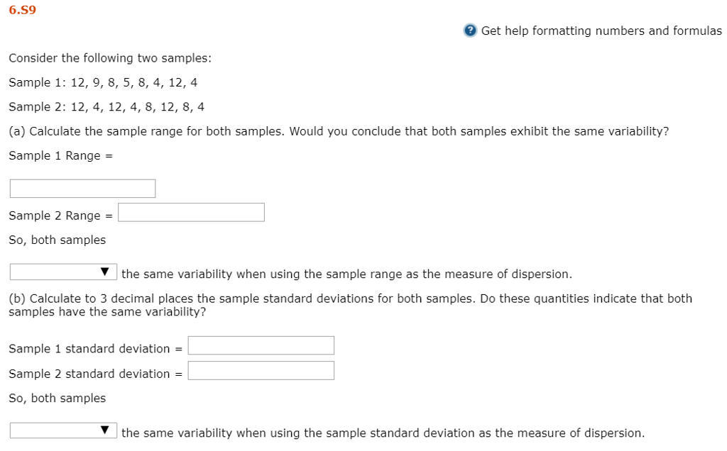 Solved б.S9 Get help formatting numbers and formulas | Chegg.com