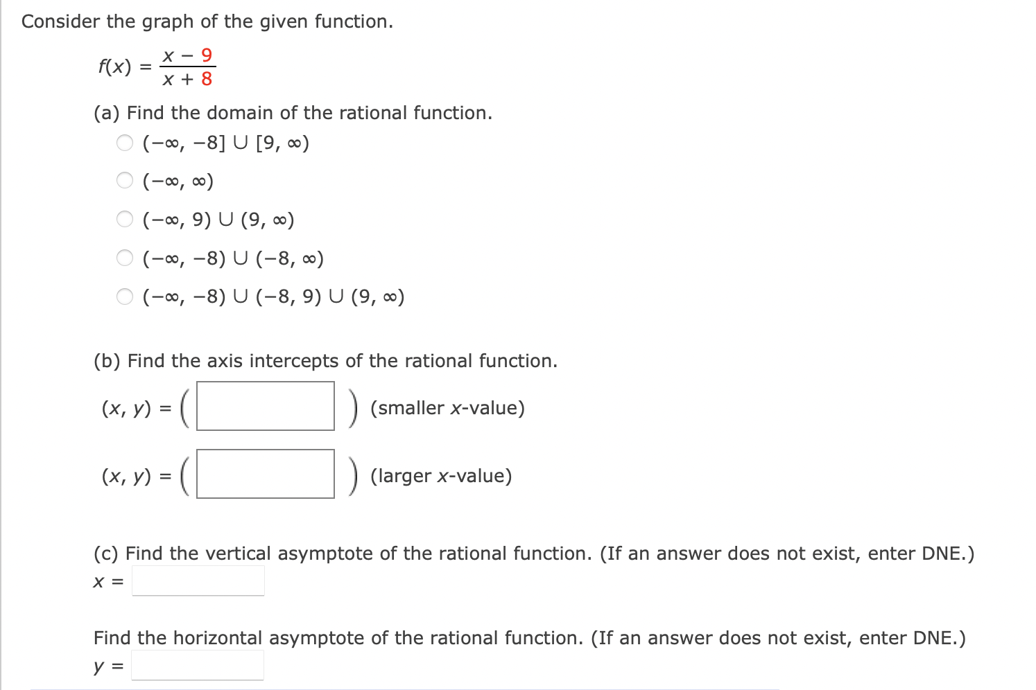 Solved Consider The Graph Of The Given Function F X X 8x−9