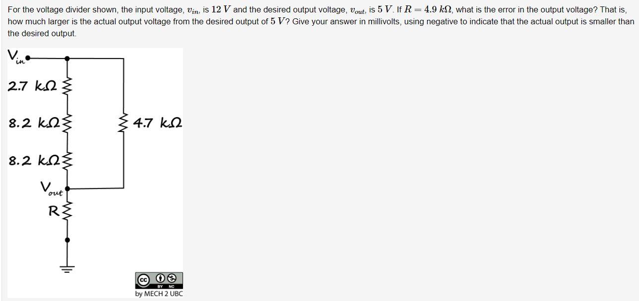 Solved For the voltage divider shown, the input voltage, vin | Chegg.com