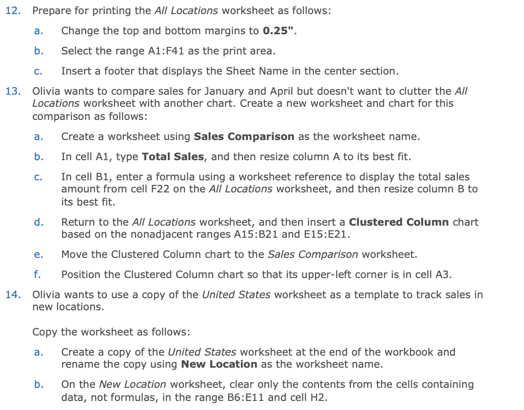 Solved 12. Prepare for printing the All Locations worksheet | Chegg.com