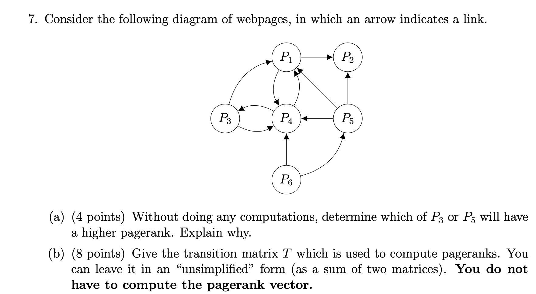 Solved 7. Consider the following diagram of webpages, in | Chegg.com