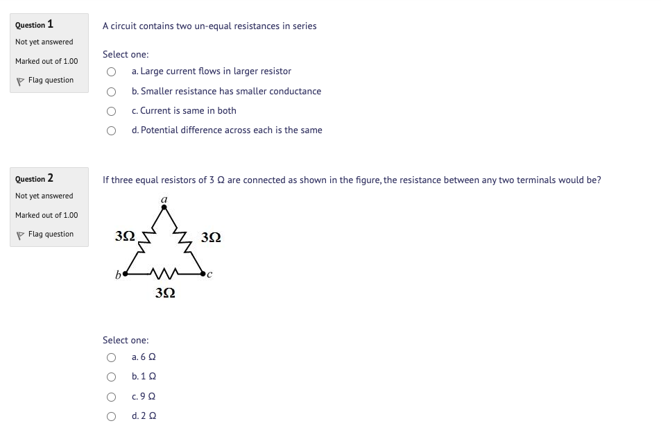 Solved A circuit contains two un-equal resistances in series | Chegg.com