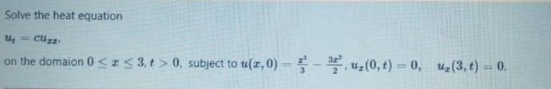 Solved Solve the heat equation ui=cuxx on the domaion | Chegg.com