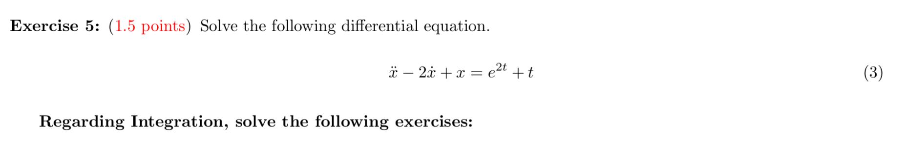 Solved Exercise 5: (1.5 points) Solve the following | Chegg.com
