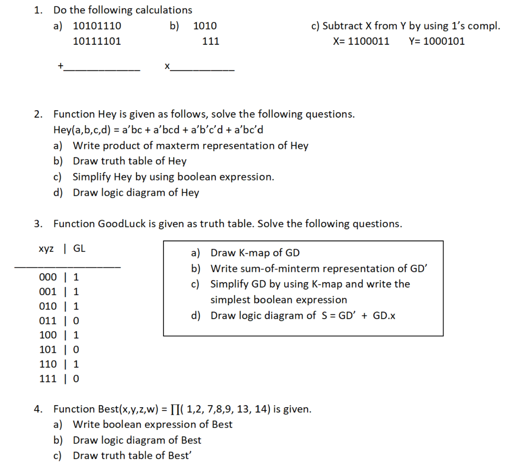 Solved 1. Do the following calculations a) 10101110 b) 1010 | Chegg.com