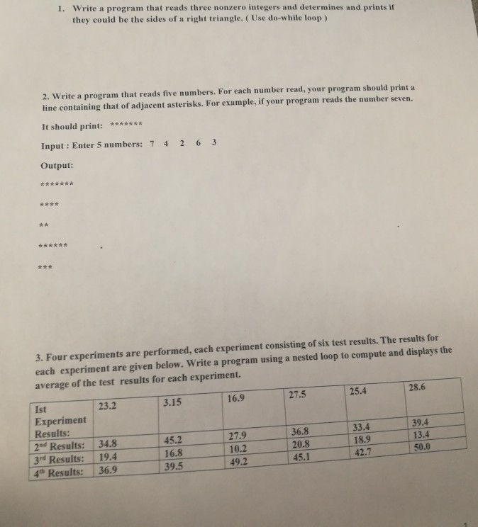 Solved 1. Write a program that reads three nonzero integers | Chegg.com