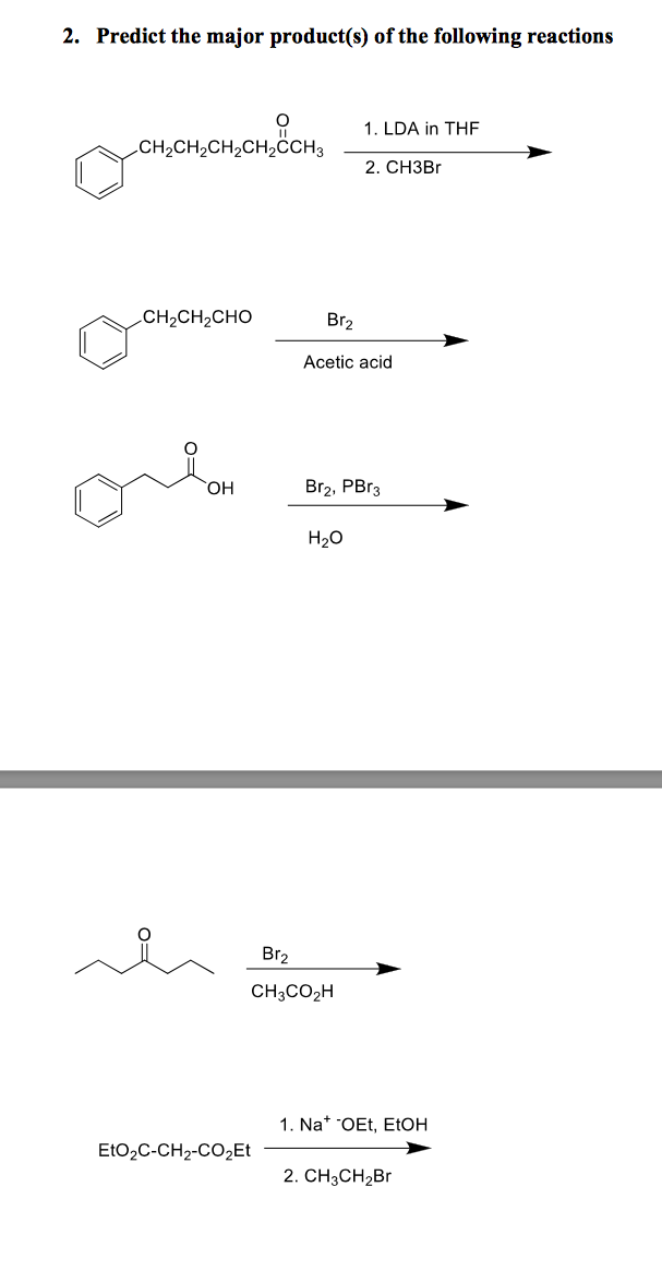 Solved 2. Predict the major product(s) of the following | Chegg.com