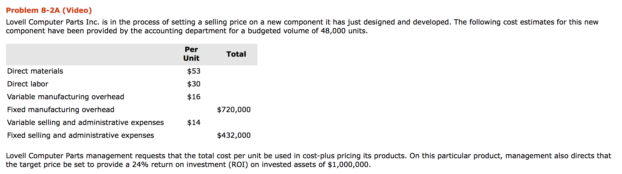 Solved Problem 8-2A (Video) Lovell Computer Parts Inc. is in | Chegg.com