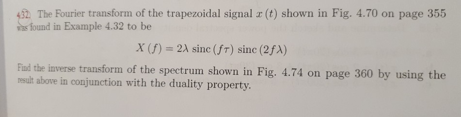4.32. The Fourier transform of the trapezoidal signal | Chegg.com
