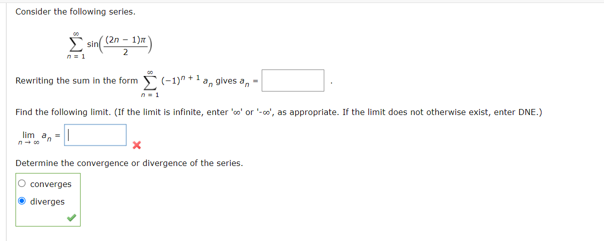 Solved Consider the following series. ∑n=1∞sin(2(2n−1)π) | Chegg.com