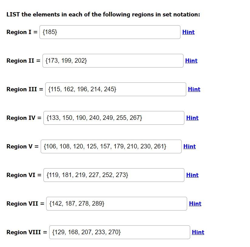 Solved LIST the elements in each of the following regions in | Chegg.com