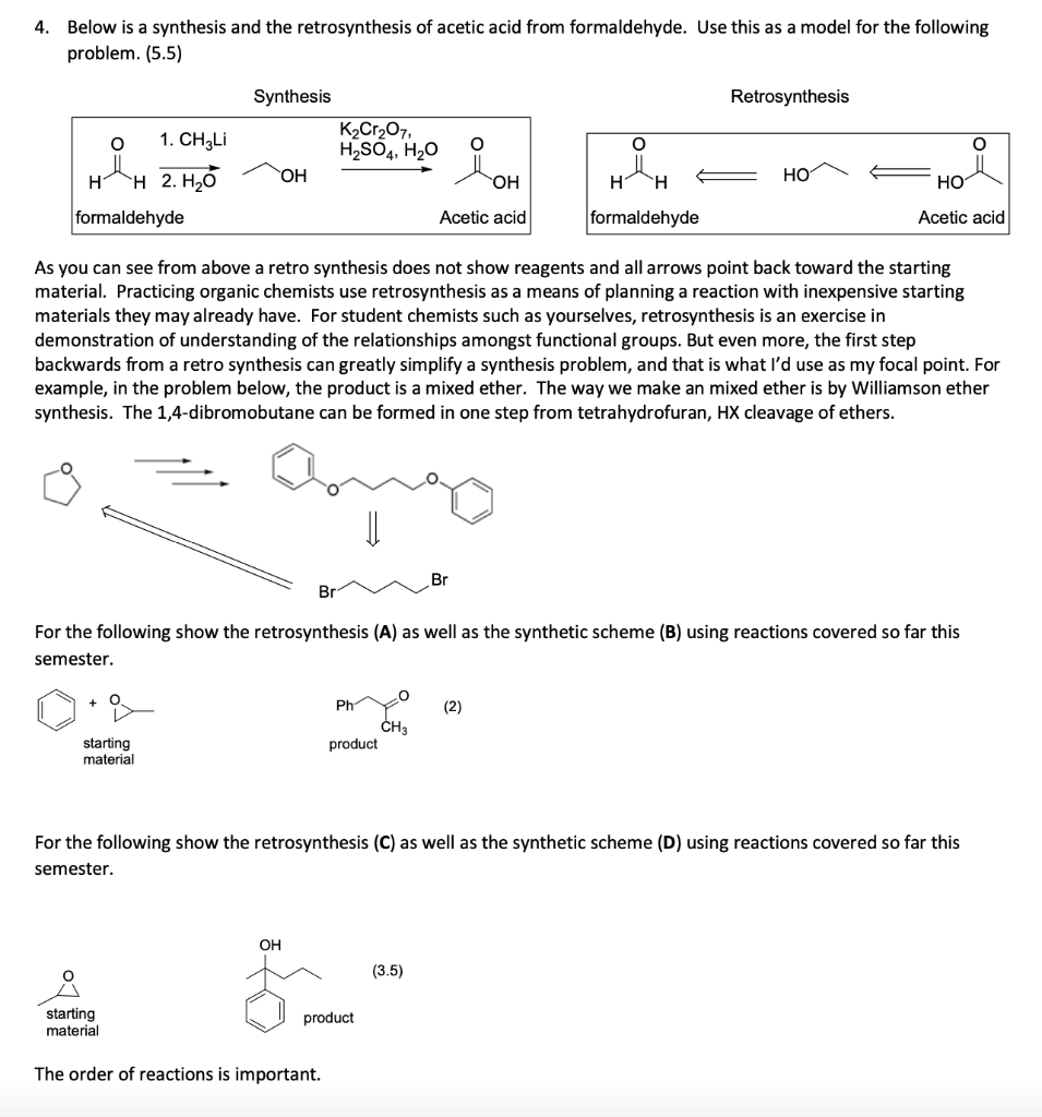 Solved 4. Below is a synthesis and the retrosynthesis of | Chegg.com