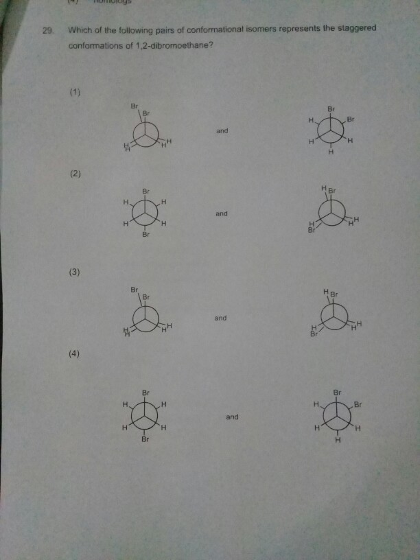 Solved 29 Which of the following pairs of conformational | Chegg.com