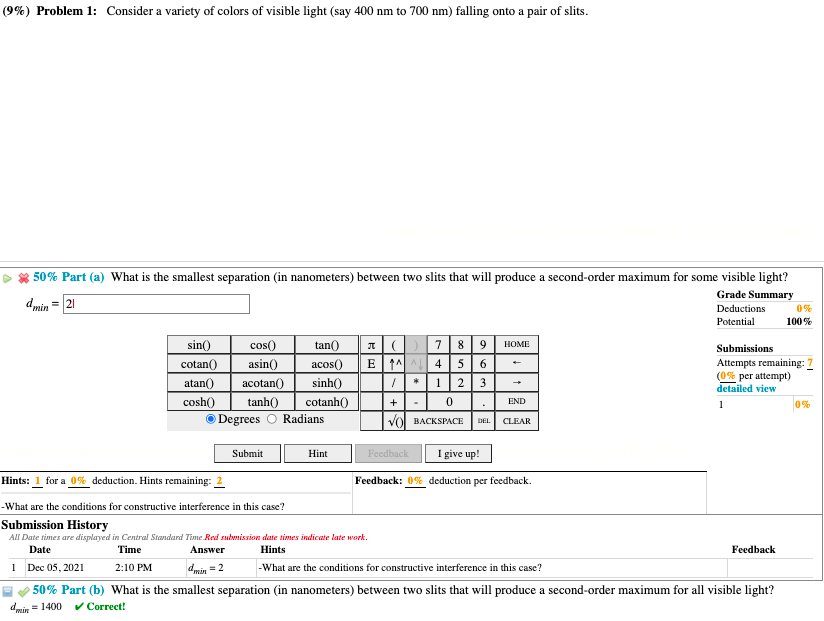 Solved (9%) Problem 1: Consider a variety of colors of | Chegg.com