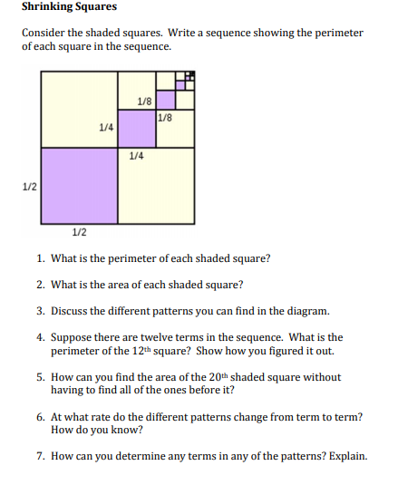 Solved Shrinking Squares Consider the shaded squares. Write | Chegg.com