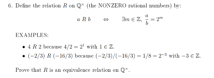 Solved Define the relation R ﻿on Q×(the NONZERO rational | Chegg.com