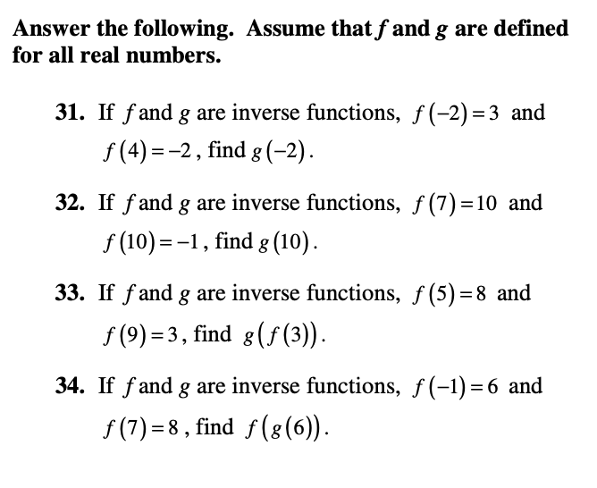 Solved Answer the following. Assume that f ﻿and g ﻿are | Chegg.com