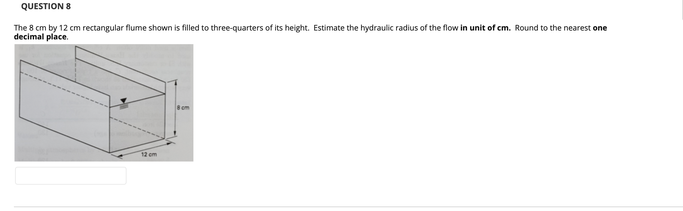 Solved QUESTION 8 The 8 cm by 12 cm rectangular flume shown | Chegg.com
