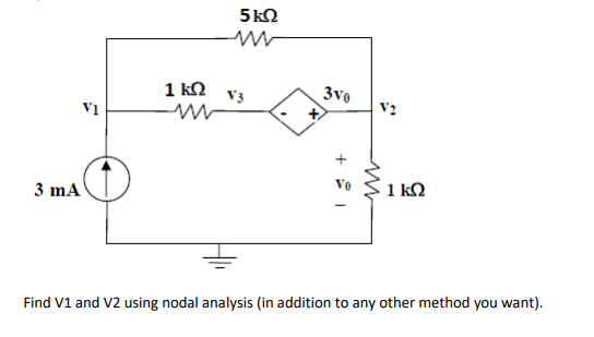Solved Find V1 and V2 using nodal analysis (in addition to | Chegg.com