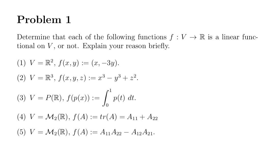 Solved Determine that each of the following functions f:V→R | Chegg.com