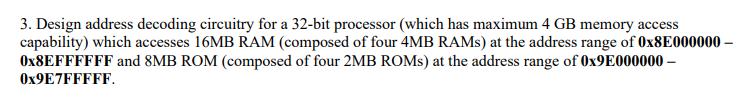 Solved 3. Design address decoding circuitry for a 32-bit | Chegg.com