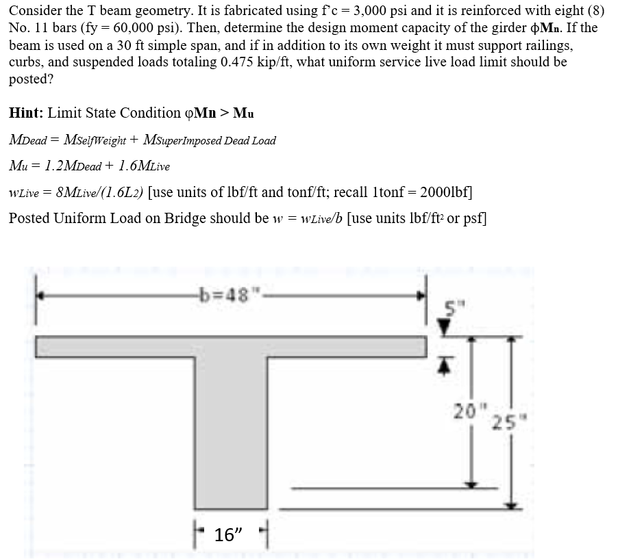 Solved Consider the T beam geometry. It is fabricated using | Chegg.com